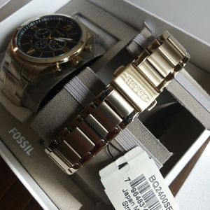 Fossil | Accessories | Fossil Couple Gift Set Chronograph Gold Watch ...